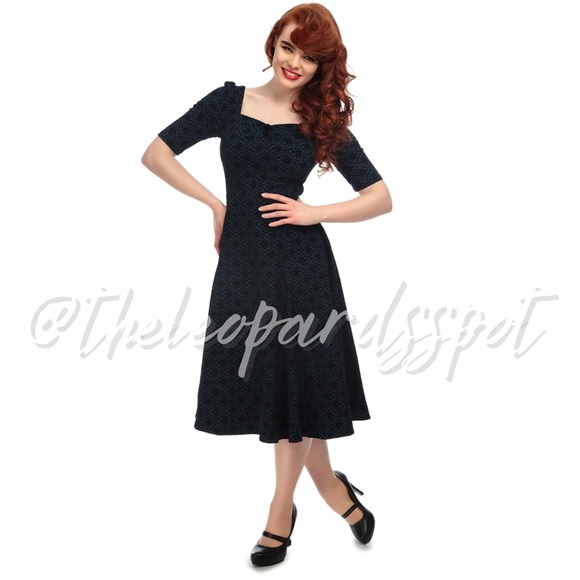 Collectif | Dresses | Collectif Delores Doll Half Sleeve Brocade Dress ...